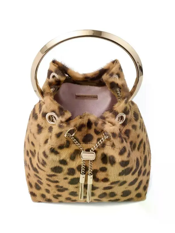 JIMMY CHOO Bon Bon Leopard-print Mini Bag With Circle Handle - Neutrals