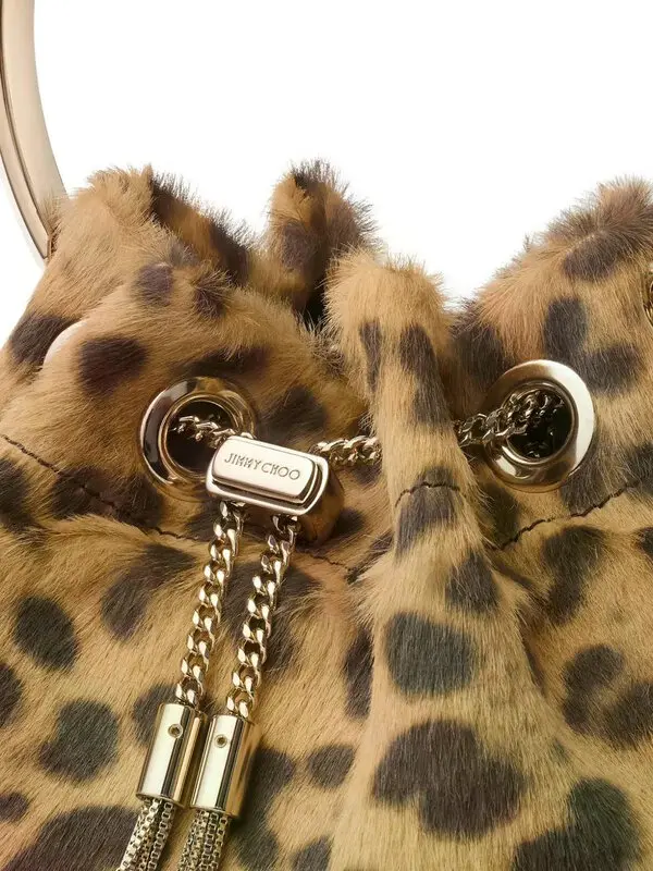 JIMMY CHOO Bon Bon Leopard-print Mini Bag With Circle Handle - Neutrals