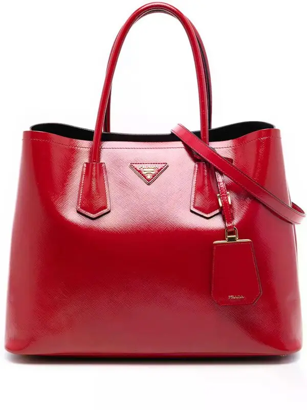 Prada Saffiano Vernice Double Satchel