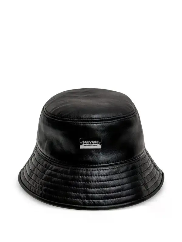 PLACE OF ËLMS Engraved Leather Bucket Hat - Black