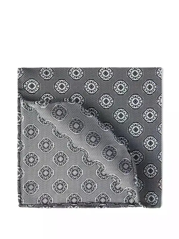 Brunello Cucinelli Medallion-print Silk Pocket Square - Grey