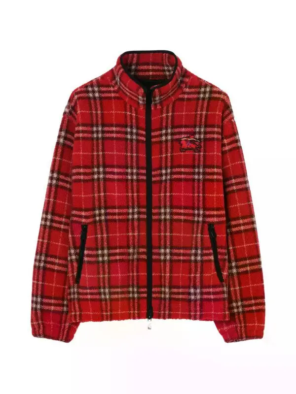 Burberry Check Fleece Funnel-neck Jacket - Red