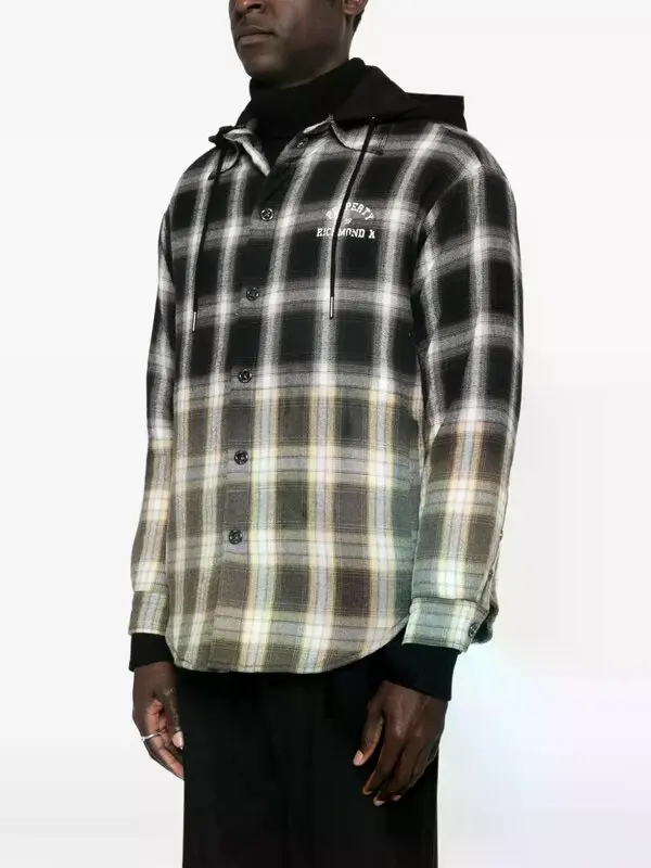 John Richmond Hooded Checked Shirt Jacket