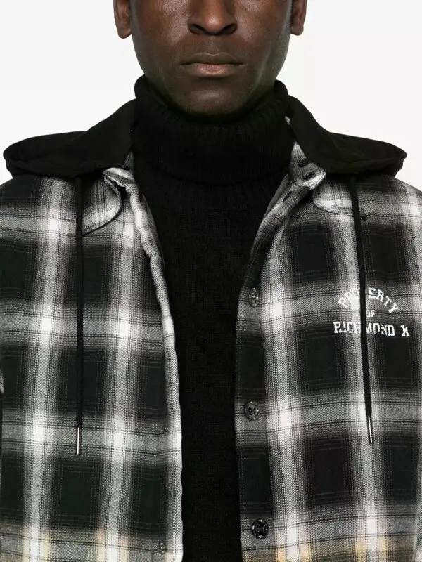 John Richmond Hooded Checked Shirt Jacket