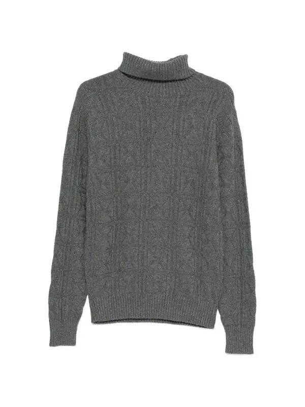 John Richmond Patterned Roll-neck Sweater - Grey