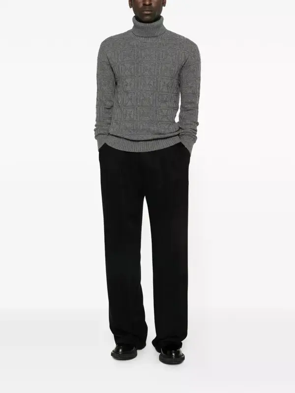 John Richmond Patterned Roll-neck Sweater - Grey