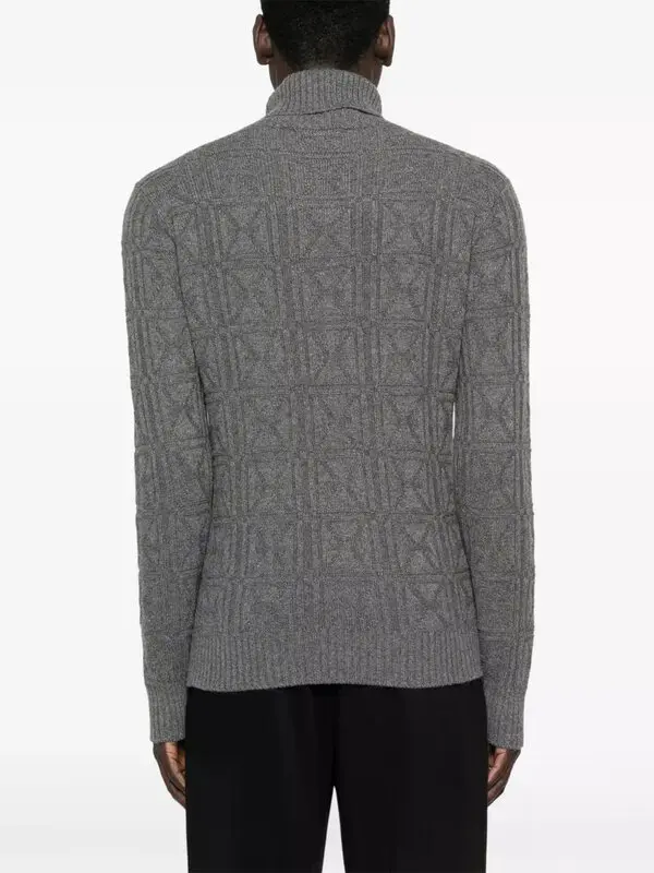 John Richmond Patterned Roll-neck Sweater - Grey