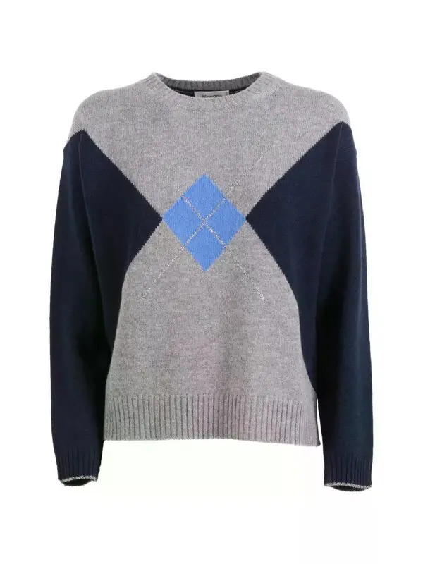KANGRA Intarsia Diamond Crew-neck Sweater