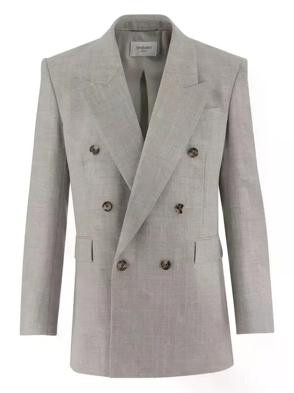 Saint Laurent Double-breasted Peaked-lapels Dinner Jacket - Grey