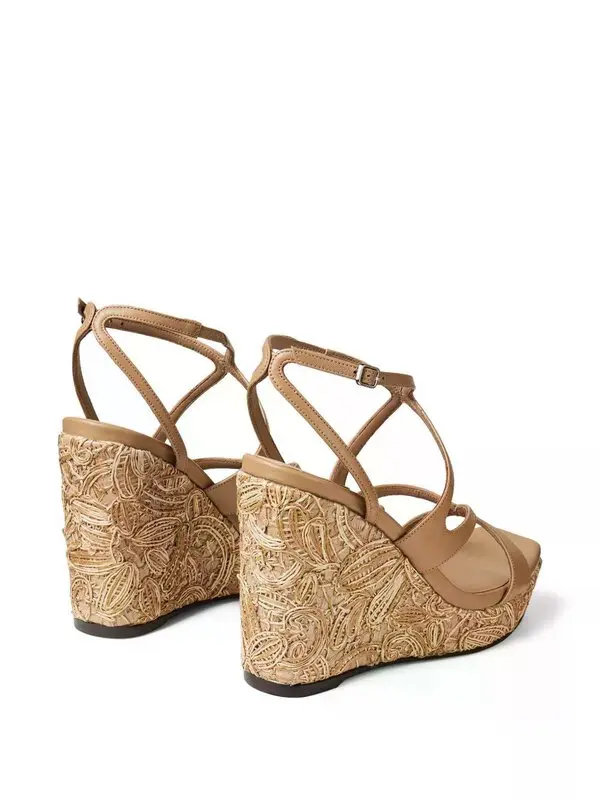 JIMMY CHOO Ayla 110 Strappy Espadrille Wedge Sandals