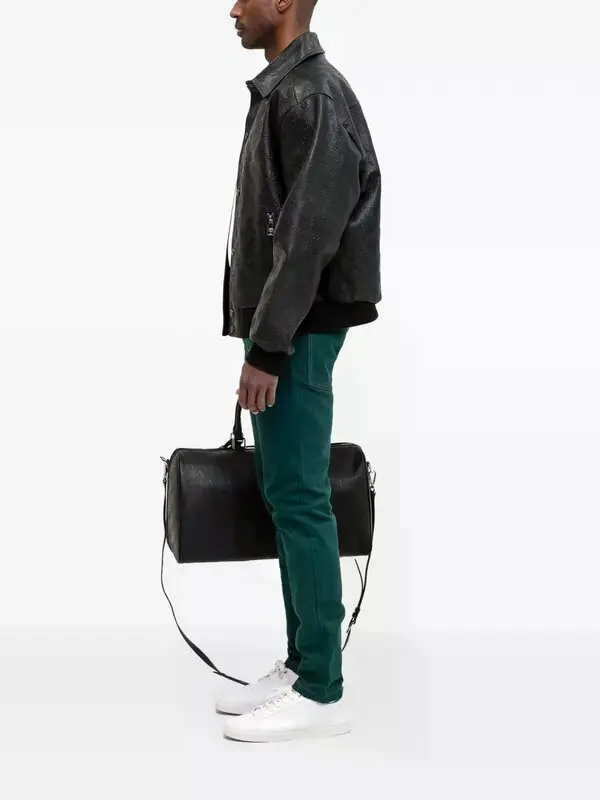 Place Of Ëlms Debossed Leather Bomber Jacket