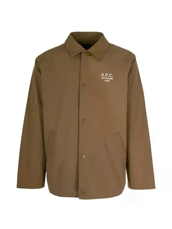 A.p.c. Buttoned Logo Detail Shirt Jacket - Brown