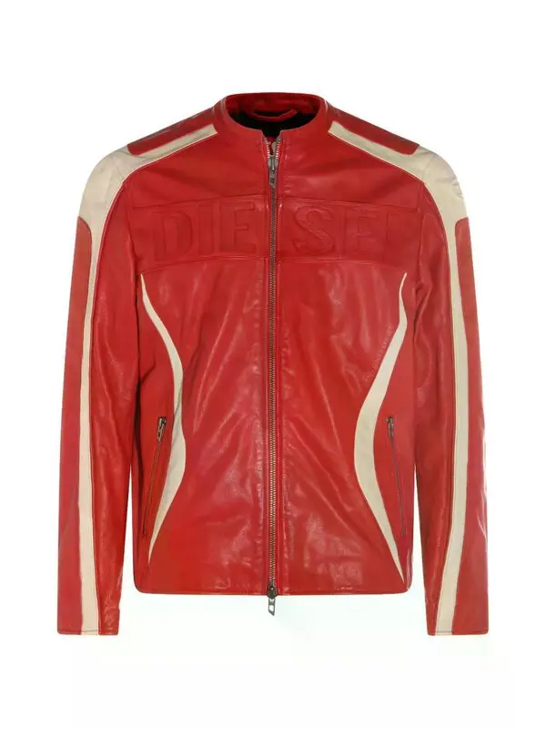 DIESEL® Color-block Leather Biker Jacket