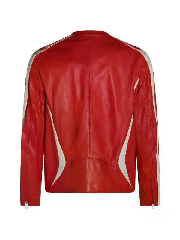 DIESEL® Color-block Leather Biker Jacket
