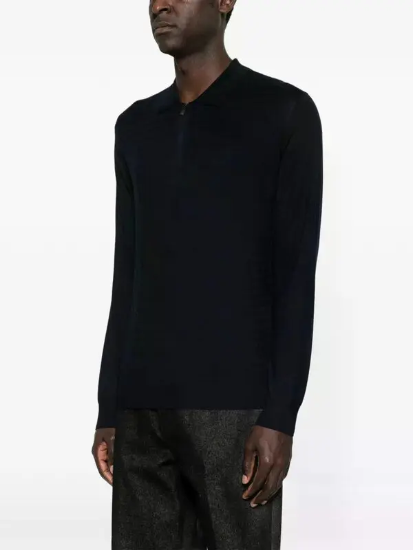 Corneliani Zip Knitted Polo Shirt