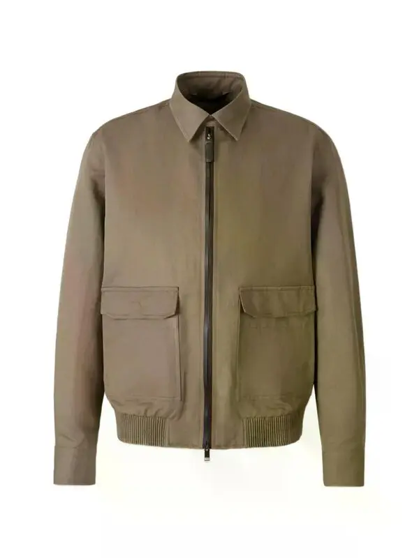 Brioni Patch-detail Zip-up Jacket - Green