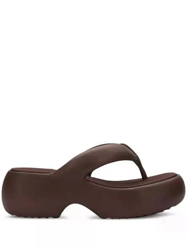 Melissa Free Fuzzy Platform Flip Flops - Brown
