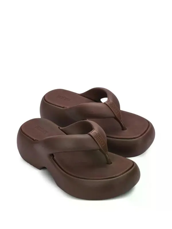 Melissa Free Fuzzy Platform Flip Flops - Brown
