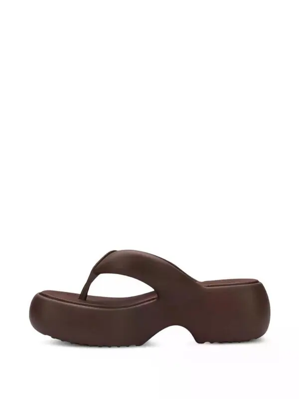 Melissa Free Fuzzy Platform Flip Flops - Brown