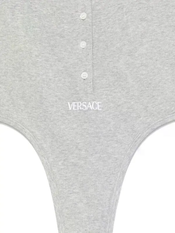 Versace Ribbed Knit Bodysuit With Button Detail