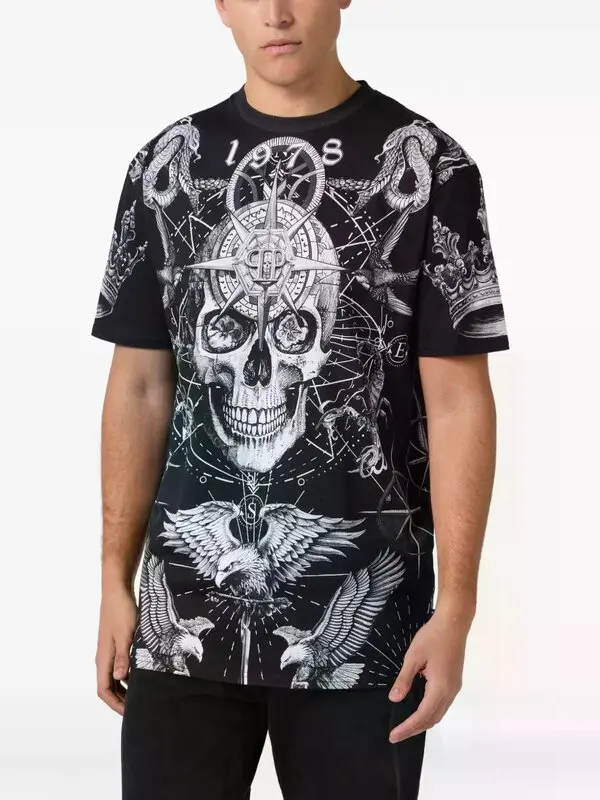 Philipp Plein Round-neck Printed T-shirt - Black