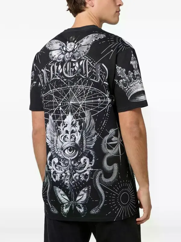 Philipp Plein Round-neck Printed T-shirt - Black