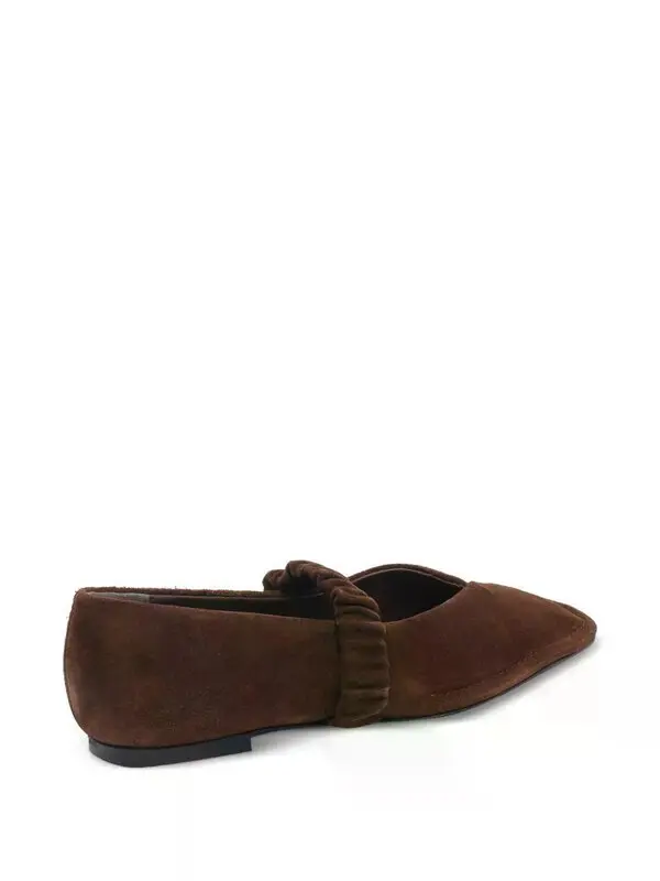 ALOHAS Square-toe Ruched Ballet Flats - Brown