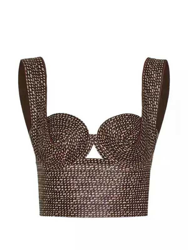 ANDRES OTALORA Seam-details Cropped Top - Brown