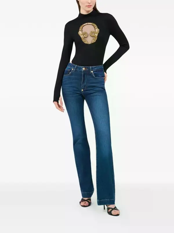Roberto Cavalli Embroidered Long-sleeve Top