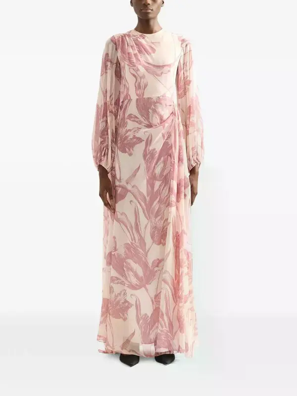 Erdem Floral-print Silk Gown - Neutrals