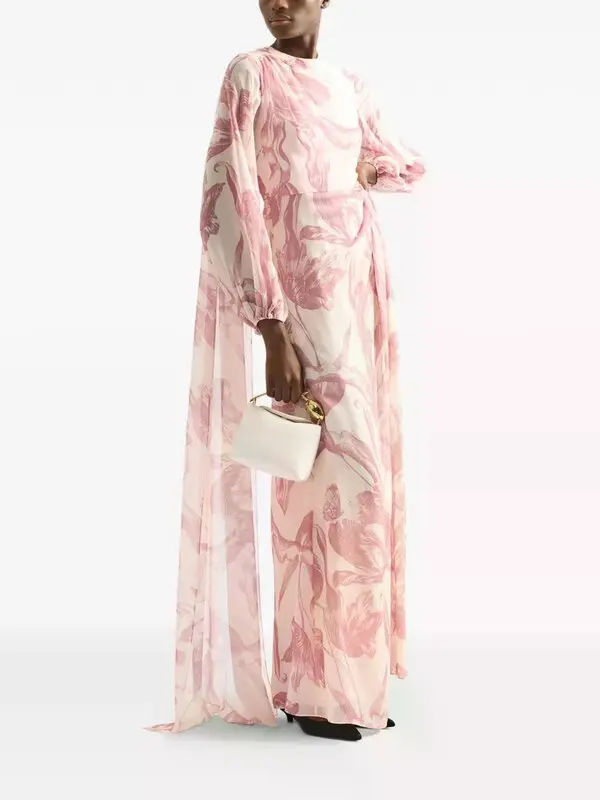 Erdem Floral-print Silk Gown - Neutrals