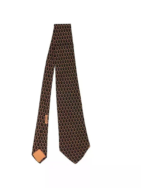 Hermès Horseshoe-print Tie - Black