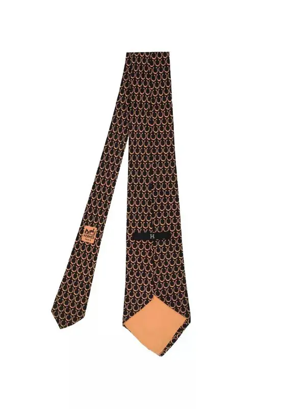 Hermès Horseshoe-print Tie - Black