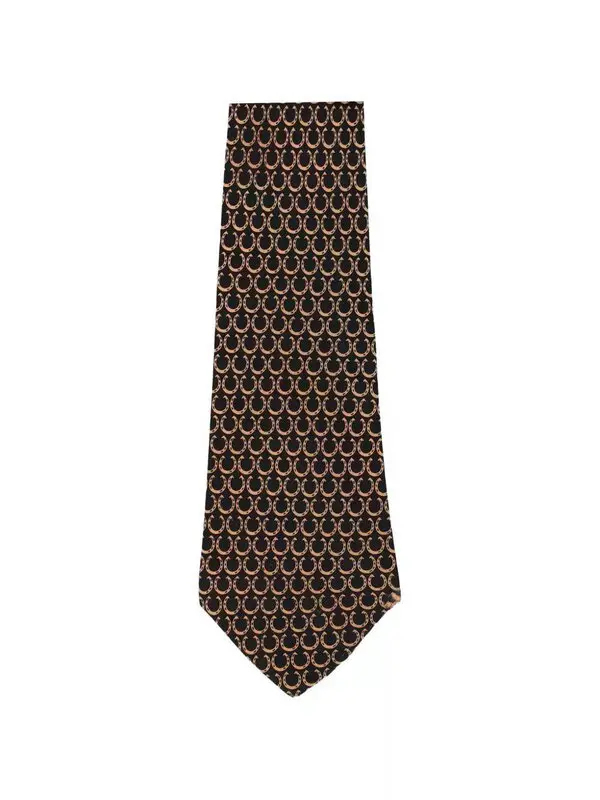 Hermès Horseshoe-print Tie - Black