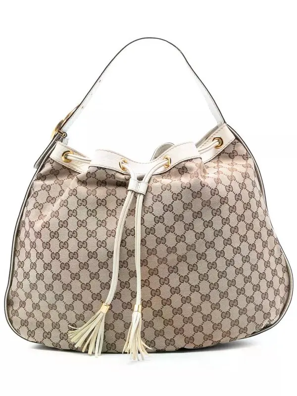Gucci Gg Canvas Interlocking Icon Drawstring Hobo Shoulder Bag