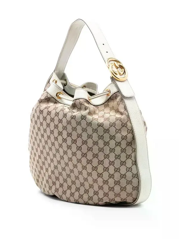 Gucci Gg Canvas Interlocking Icon Drawstring Hobo Shoulder Bag