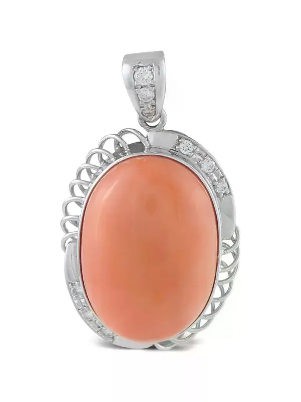 LB EXCLUSIVE Diamond And Coral Embellished Pendant - Silver