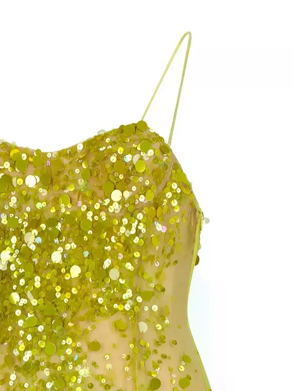 Attico Sequinned Tulle Gown - Yellow