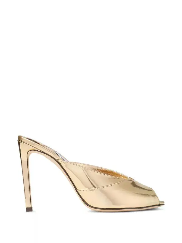 JIMMY CHOO Brigitte 100 Peep-toe Mules - Gold