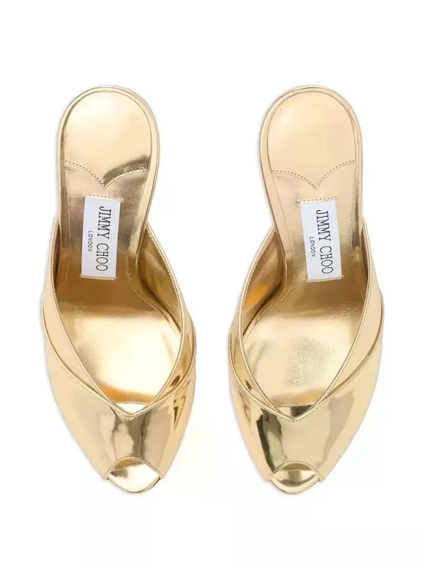 JIMMY CHOO Brigitte 100 Peep-toe Mules - Gold