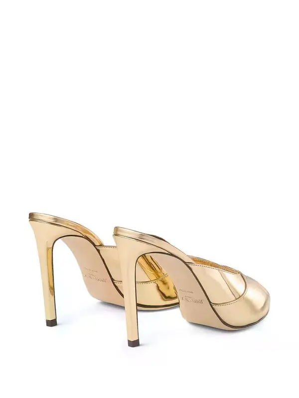 JIMMY CHOO Brigitte 100 Peep-toe Mules - Gold