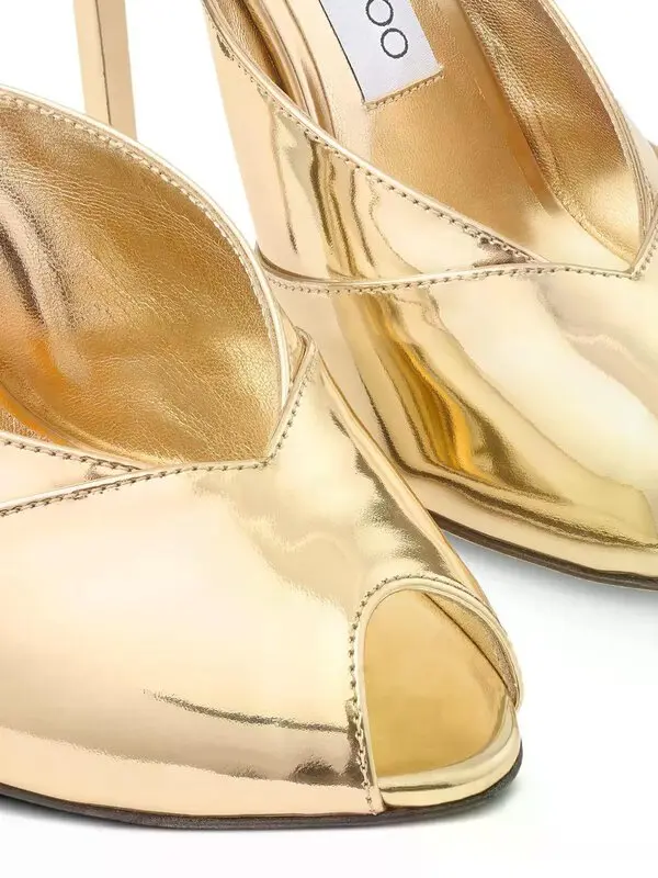 JIMMY CHOO Brigitte 100 Peep-toe Mules - Gold