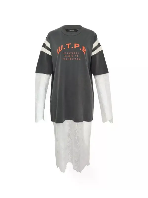 PUSHBUTTON Stripe-detail Lace-layer T-shirt