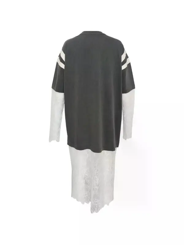 PUSHBUTTON Stripe-detail Lace-layer T-shirt