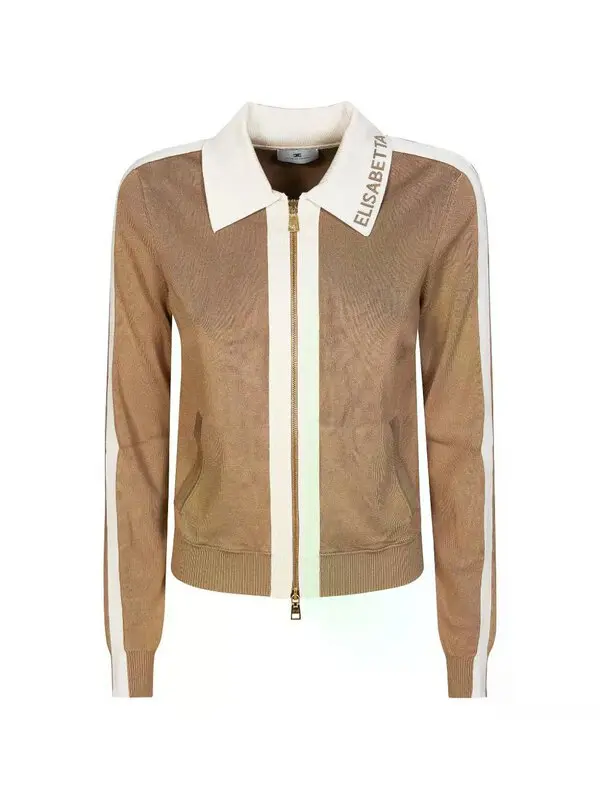Elisabetta Franchi Zip Collared Cardigan With Logo Detail