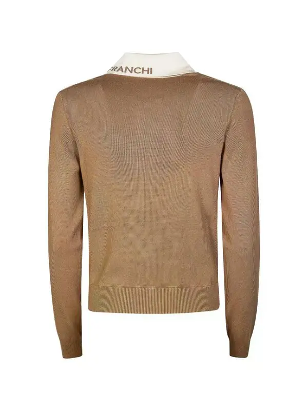 Elisabetta Franchi Zip Collared Cardigan With Logo Detail