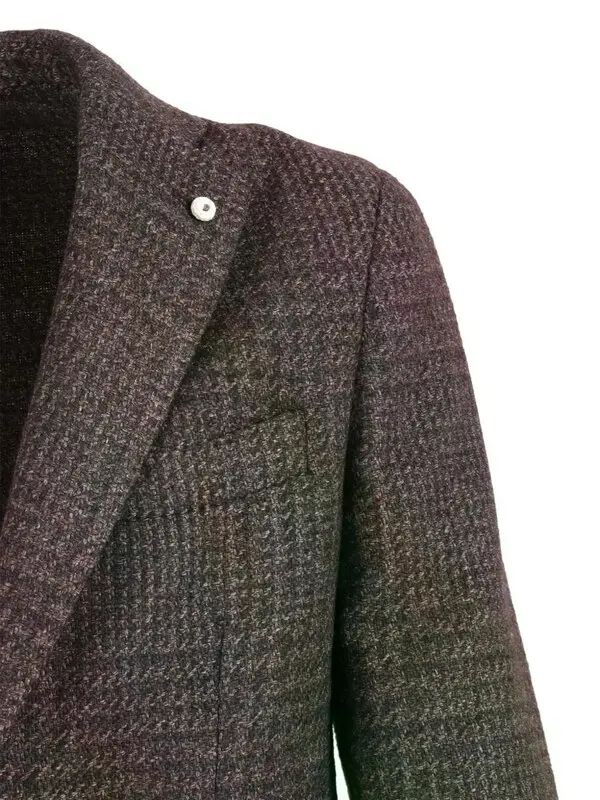 L.B.M. 1911 Checked Single-breasted Blazer - Brown