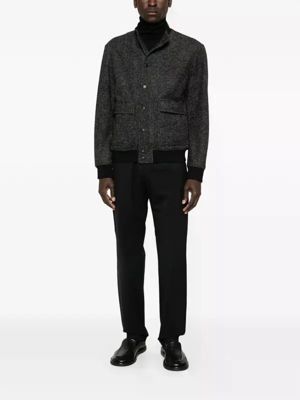 Canali Herringbone Pattern Pocket Jacket