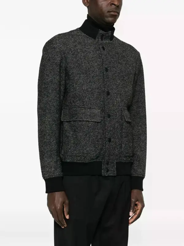 Canali Herringbone Pattern Pocket Jacket