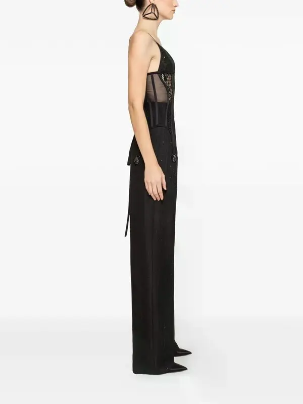 NISSA Lace-insert Tulle Top